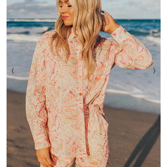 Impressions | Tops | Impressions Summer Mirage Eyelet Button Up | Poshmark